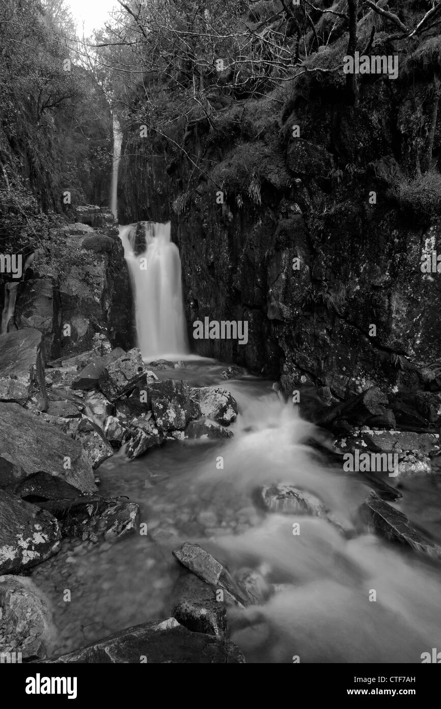 Black and White image of Scale Force waterfall, Buttermere, Lake ...