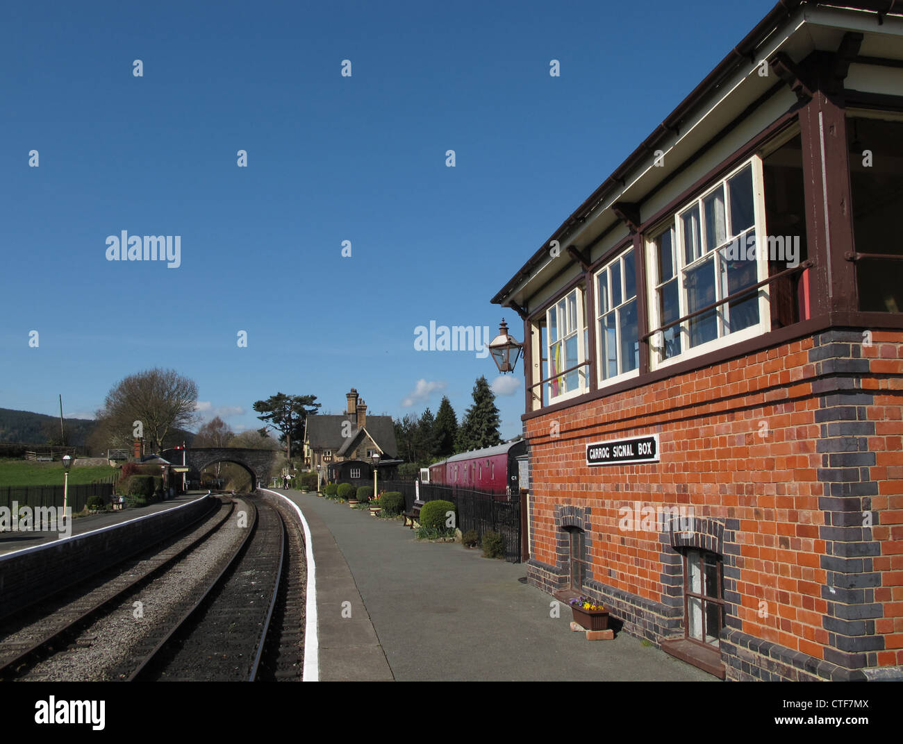 Signal box, Carrog station, Llangollen Railway, North Wales Stock Photo ...
