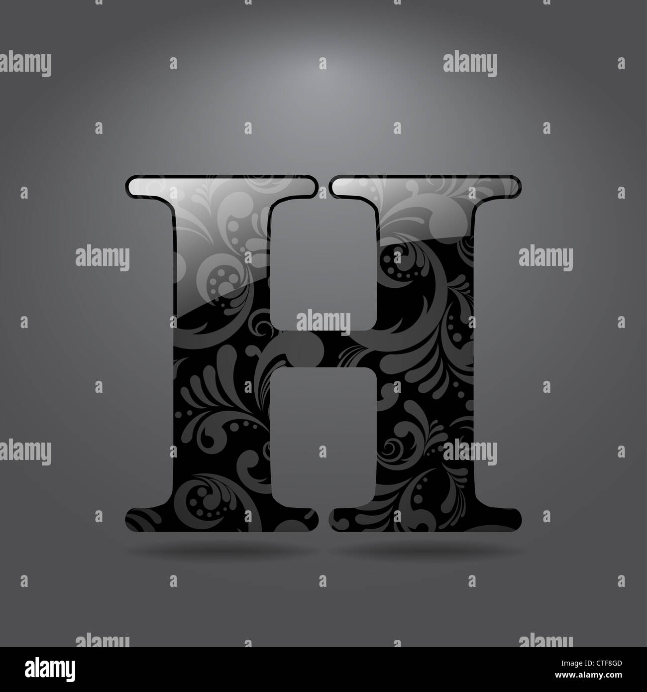 Glossy letter H isolated on gray background Stock Photo - Alamy