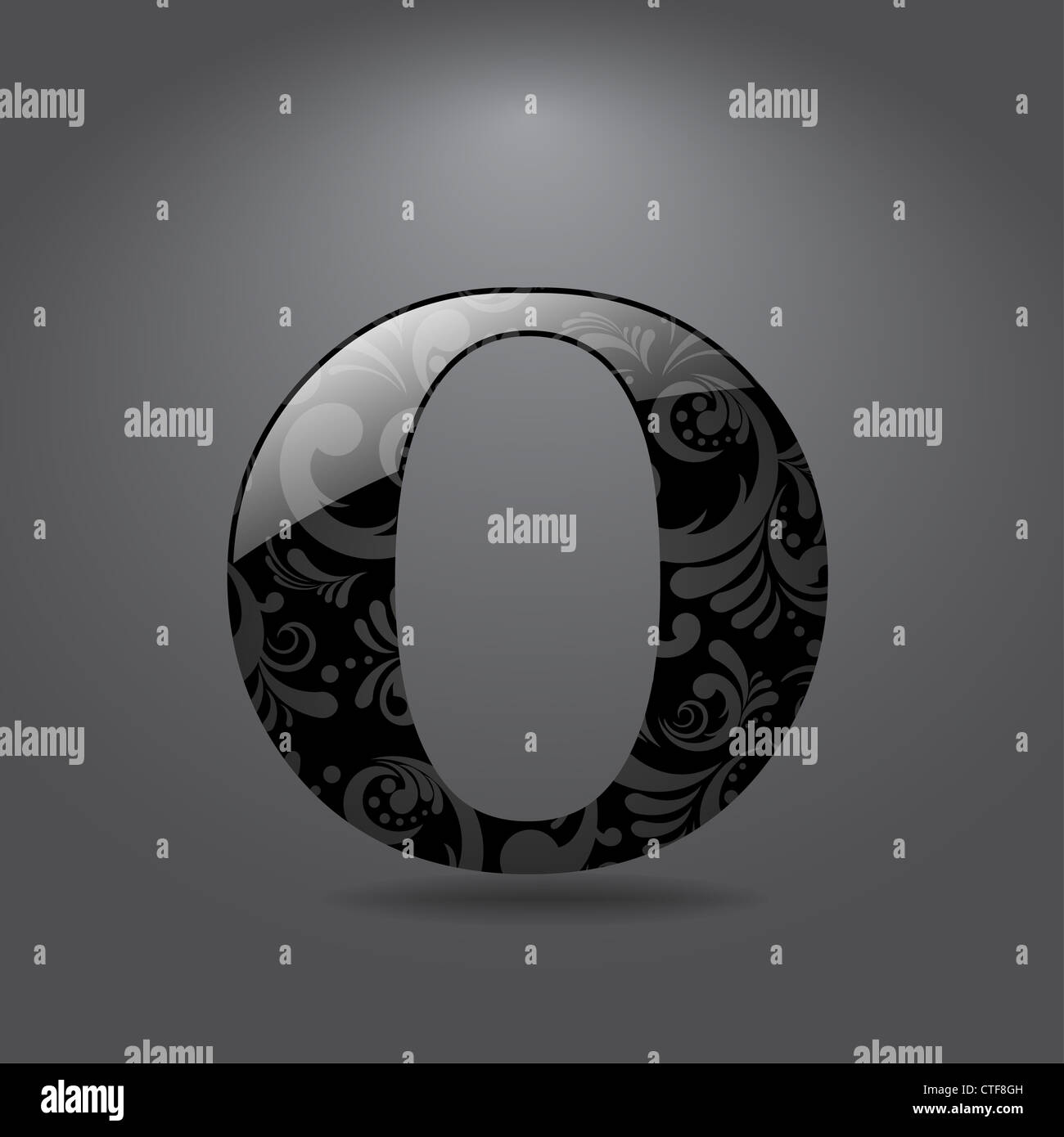 Glossy letter O isolated on gray background Stock Photo - Alamy