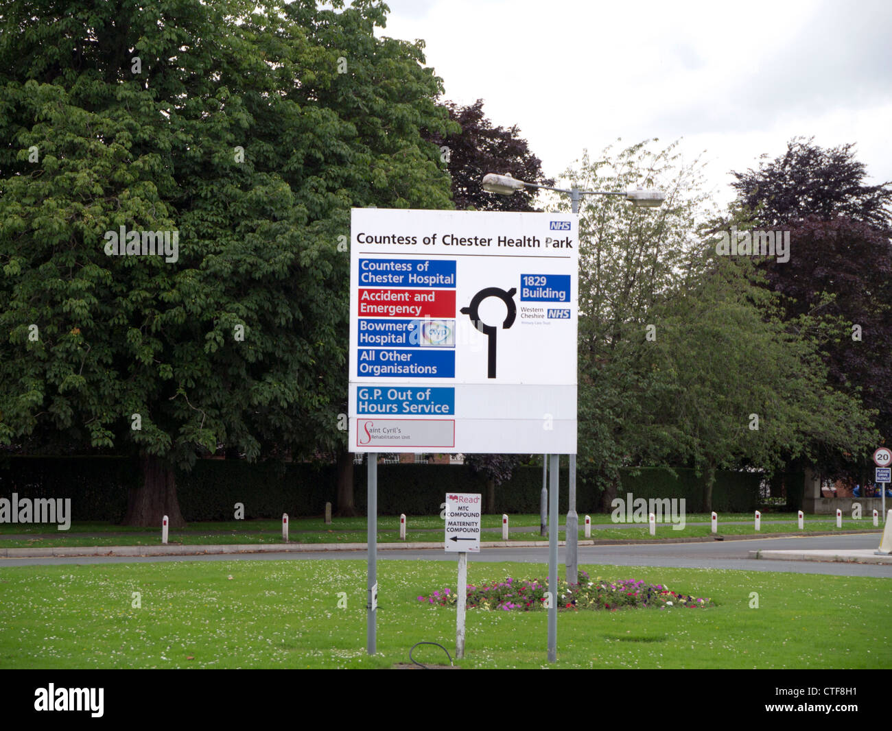 Countess of Chester Hospital sign at the main entrance on the site ...