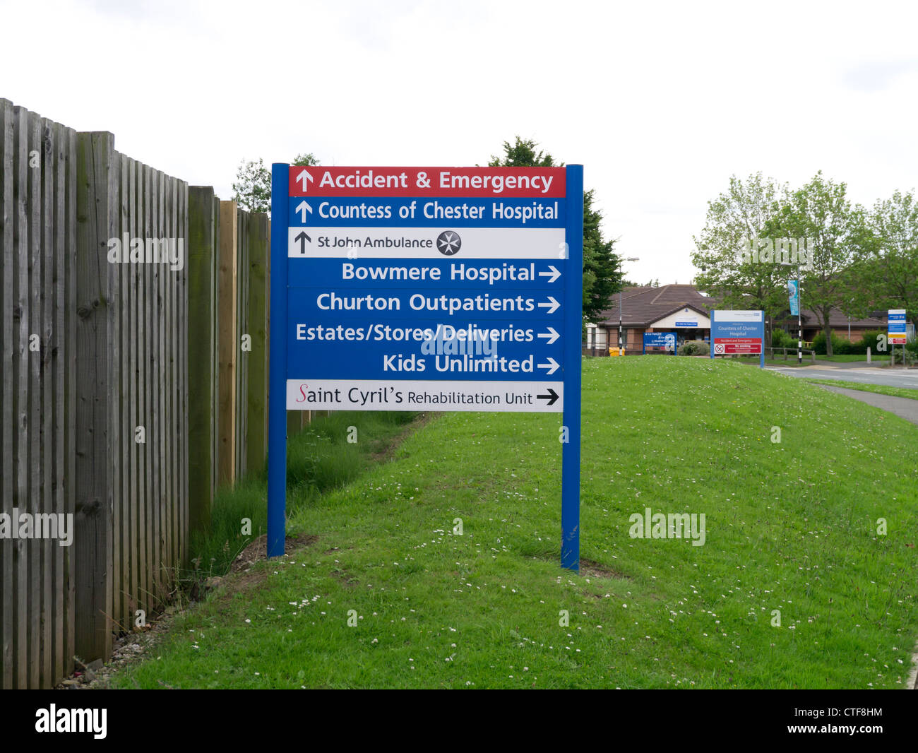 Countess of Chester Hospital signs at various locations on the site ...