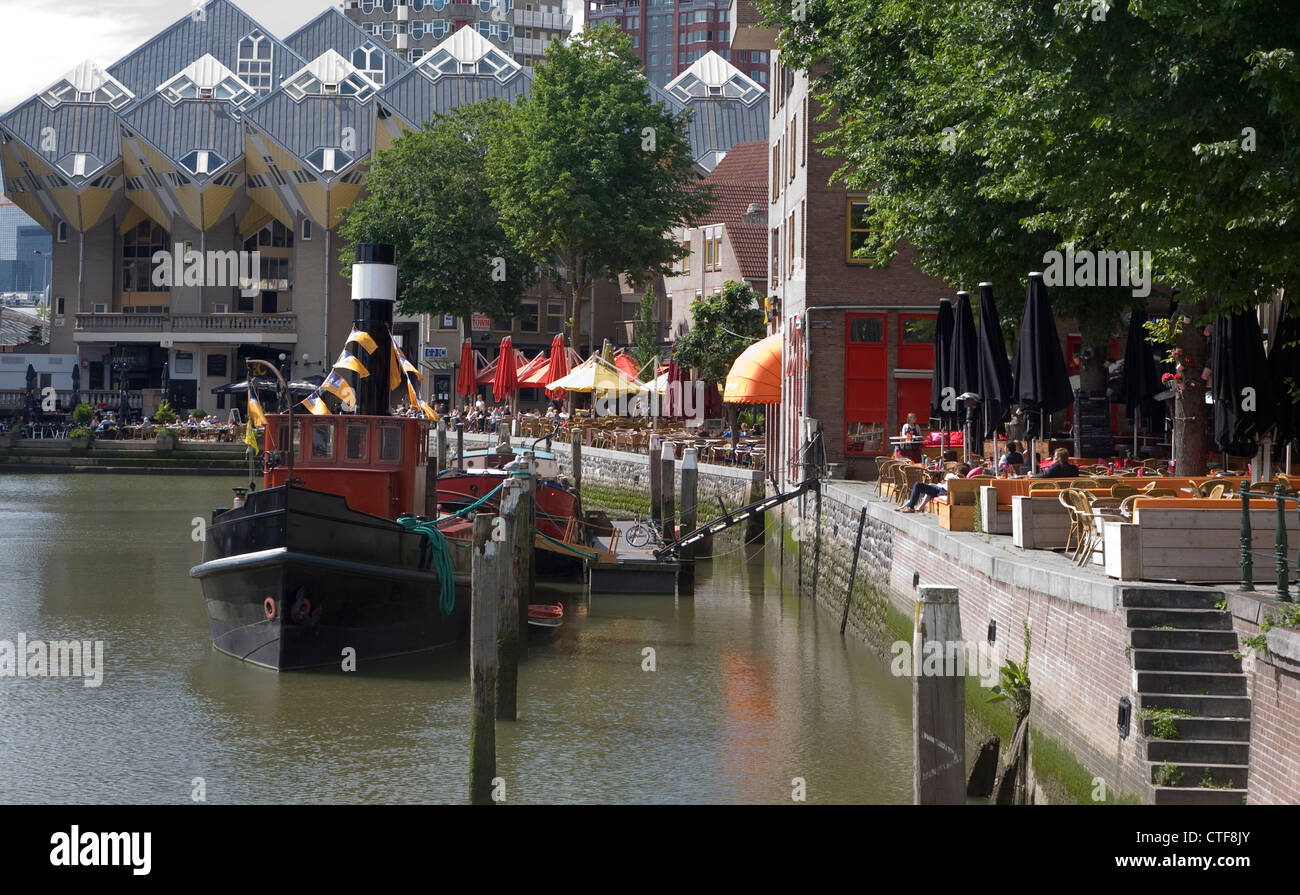 Historic boats and waterfront restaurants, Oude Haven, Rotterdam ...