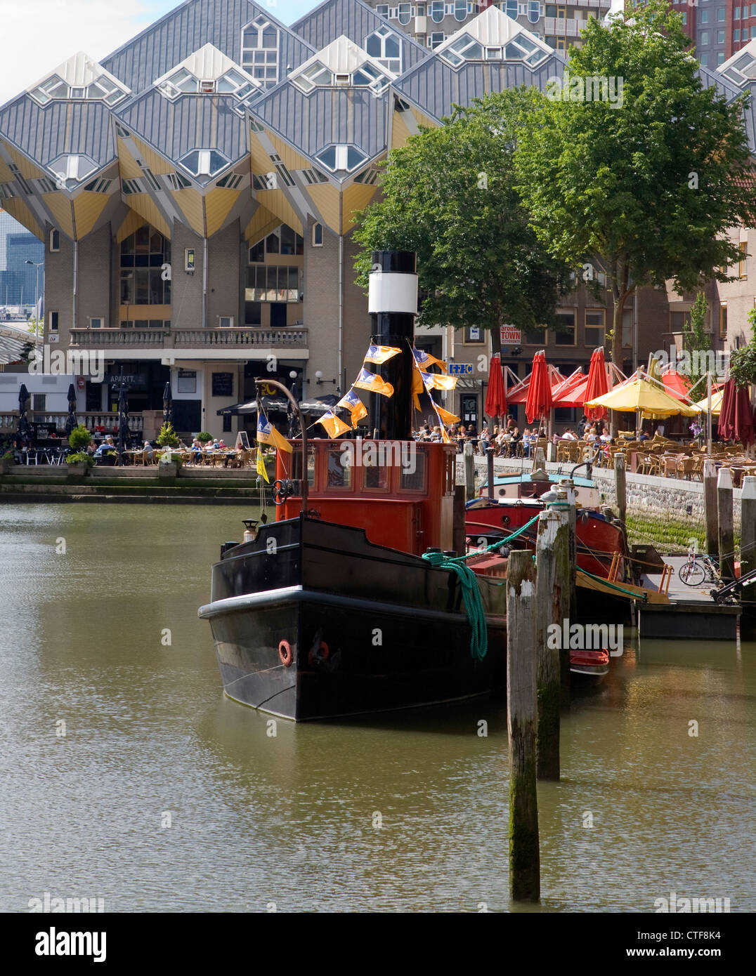 Historic boats and waterfront restaurants, Oude Haven, Rotterdam ...