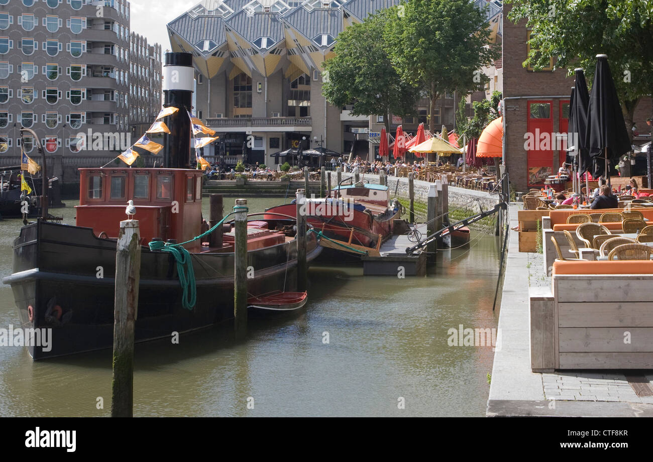 Historic boats and waterfront restaurants, Oude Haven, Rotterdam ...