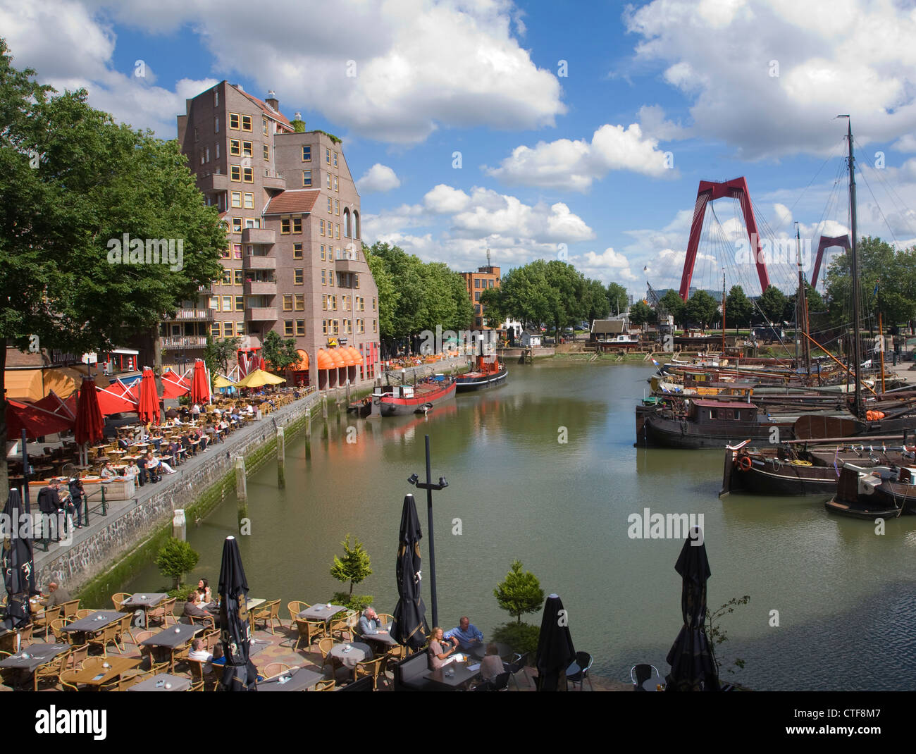 Historic boats and waterfront restaurants, Oude Haven, Rotterdam ...