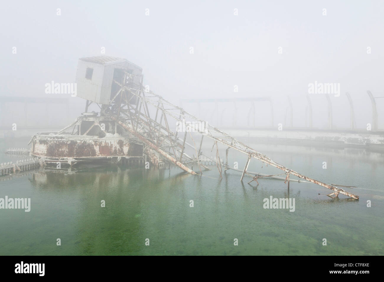The derelict Steetley Magnesite works on a Foggy day, Hartlepool ...