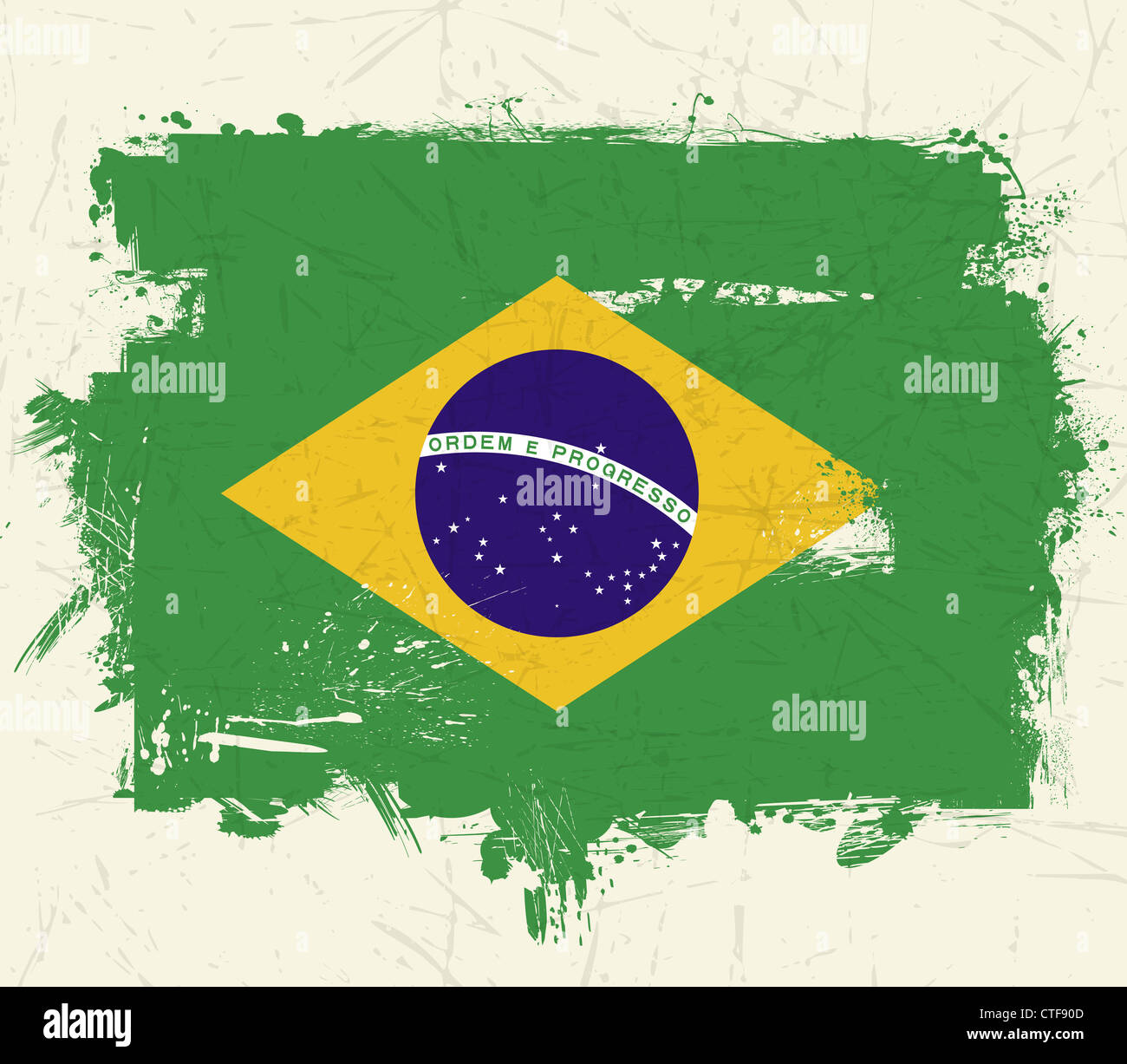 vintage old Brazil flag grunge on white background Stock Photo - Alamy