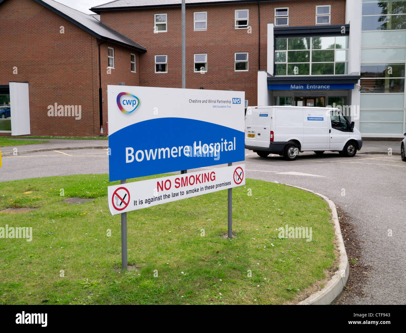 Signs giving directions to various departments on the site of the ...