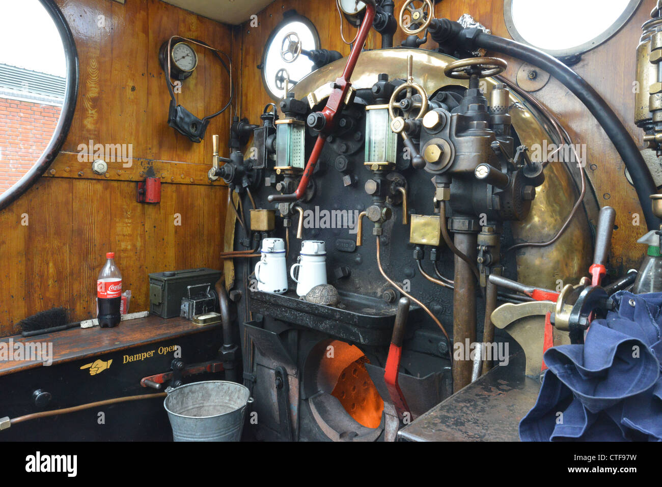 Inside the Footplate of a steam locomotive Stock Photo - Alamy