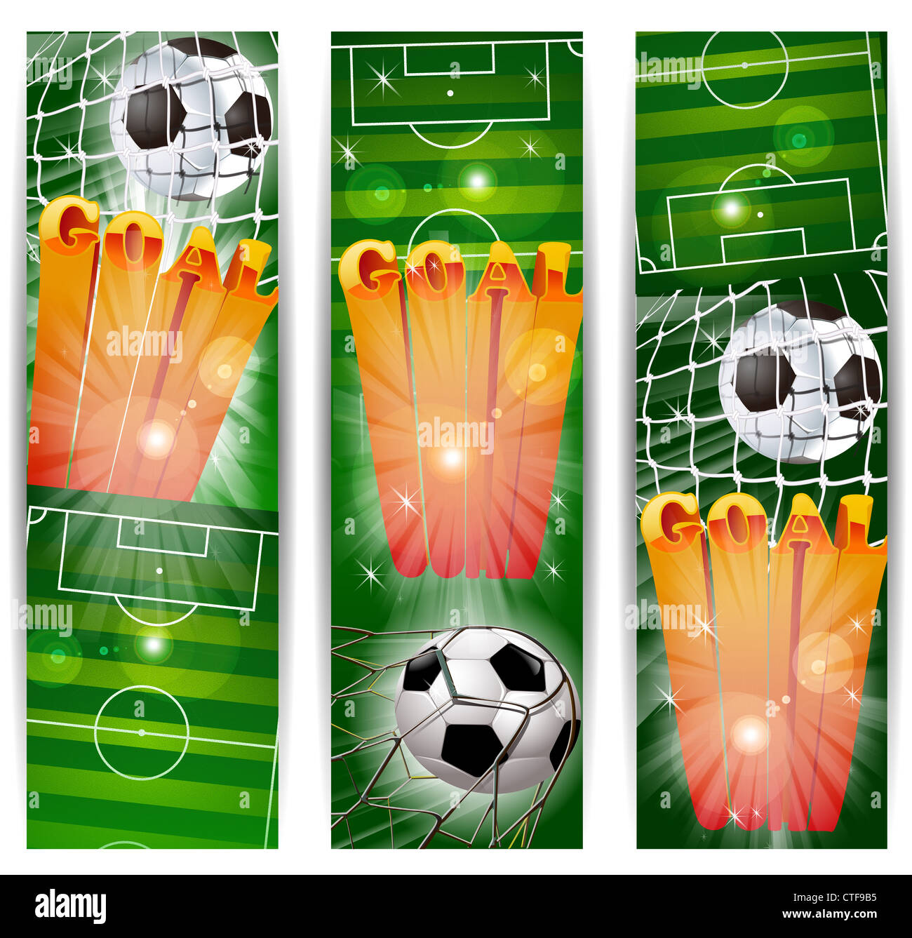 celebrating football soccer Goal Achievement banner set Stock Photo - Alamy