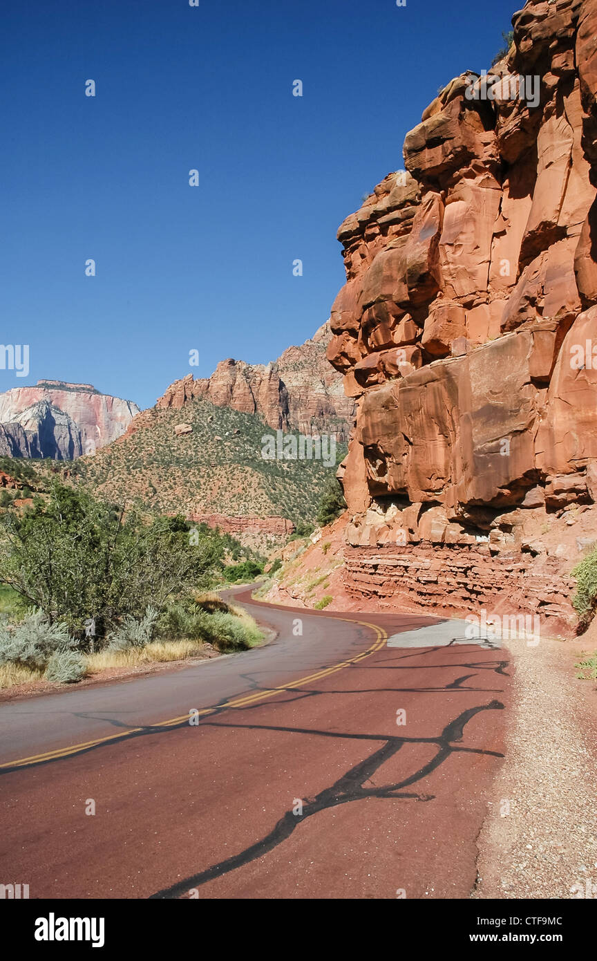 Red Road in Zion National Park, Utah, USA Stock Photo - Alamy