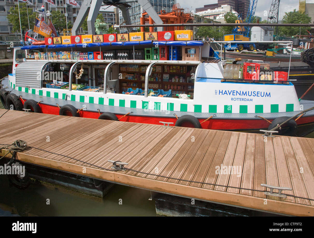 Floating shop boat Haven harbour Maritime museum Rotterdam Netherlands ...