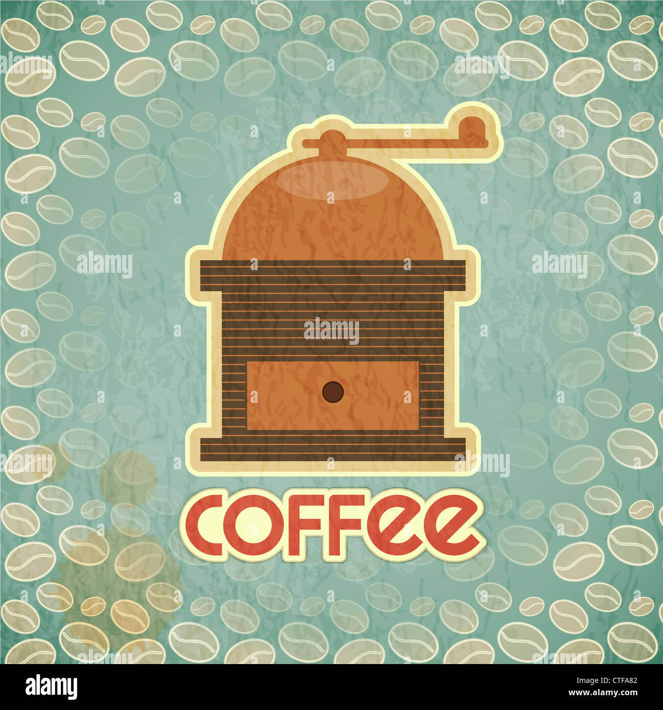 Retro design Coffee Card - coffee mill on vintage background with ...