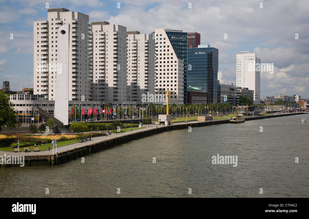Apartment blocks at Boompjes, waterfront area of central Rotterdam ...