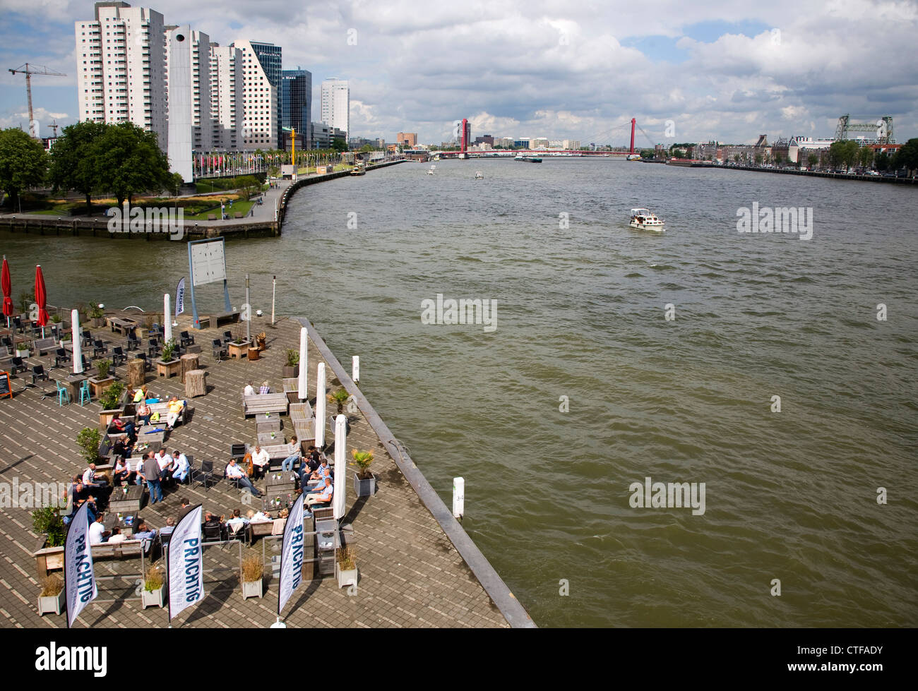 River Maas waterfront Leuvehaven entrance, Rotterdam, Netherlands Stock ...