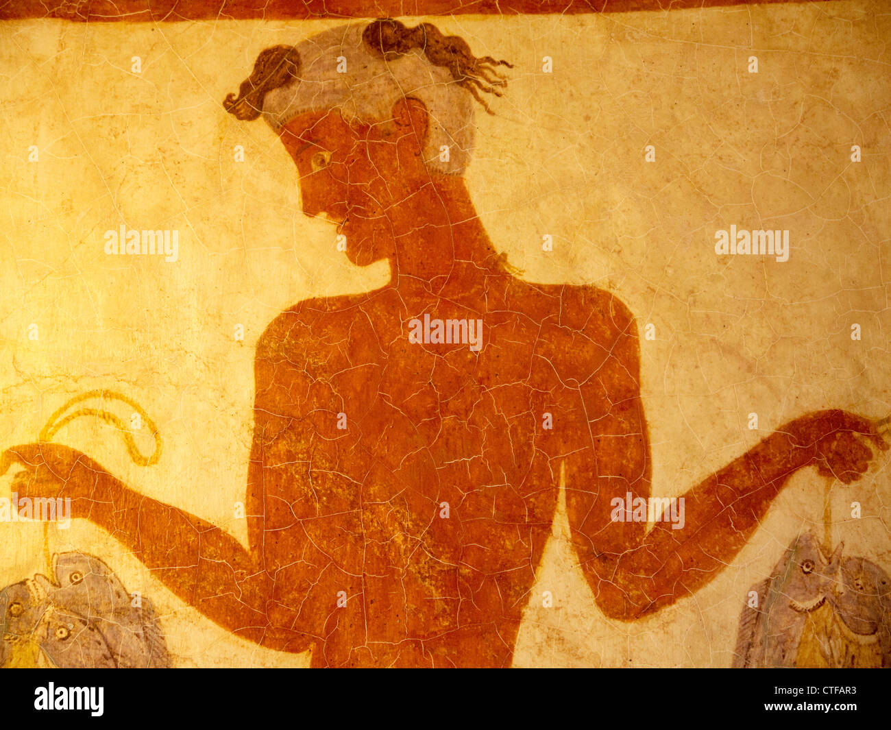 fresco from the Ancient Sites of Akrotiri and Ancient Thera in the ...