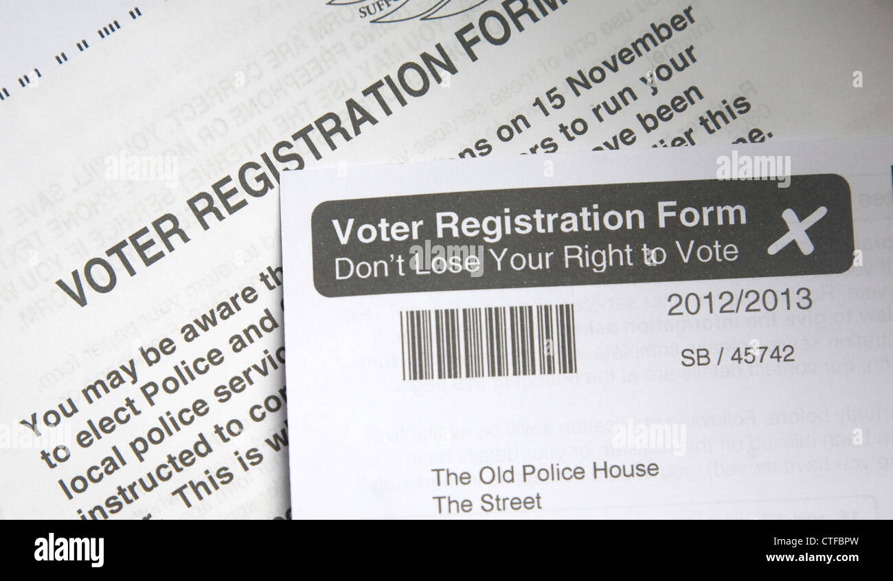 Voter Registration form UK Stock Photo - Alamy