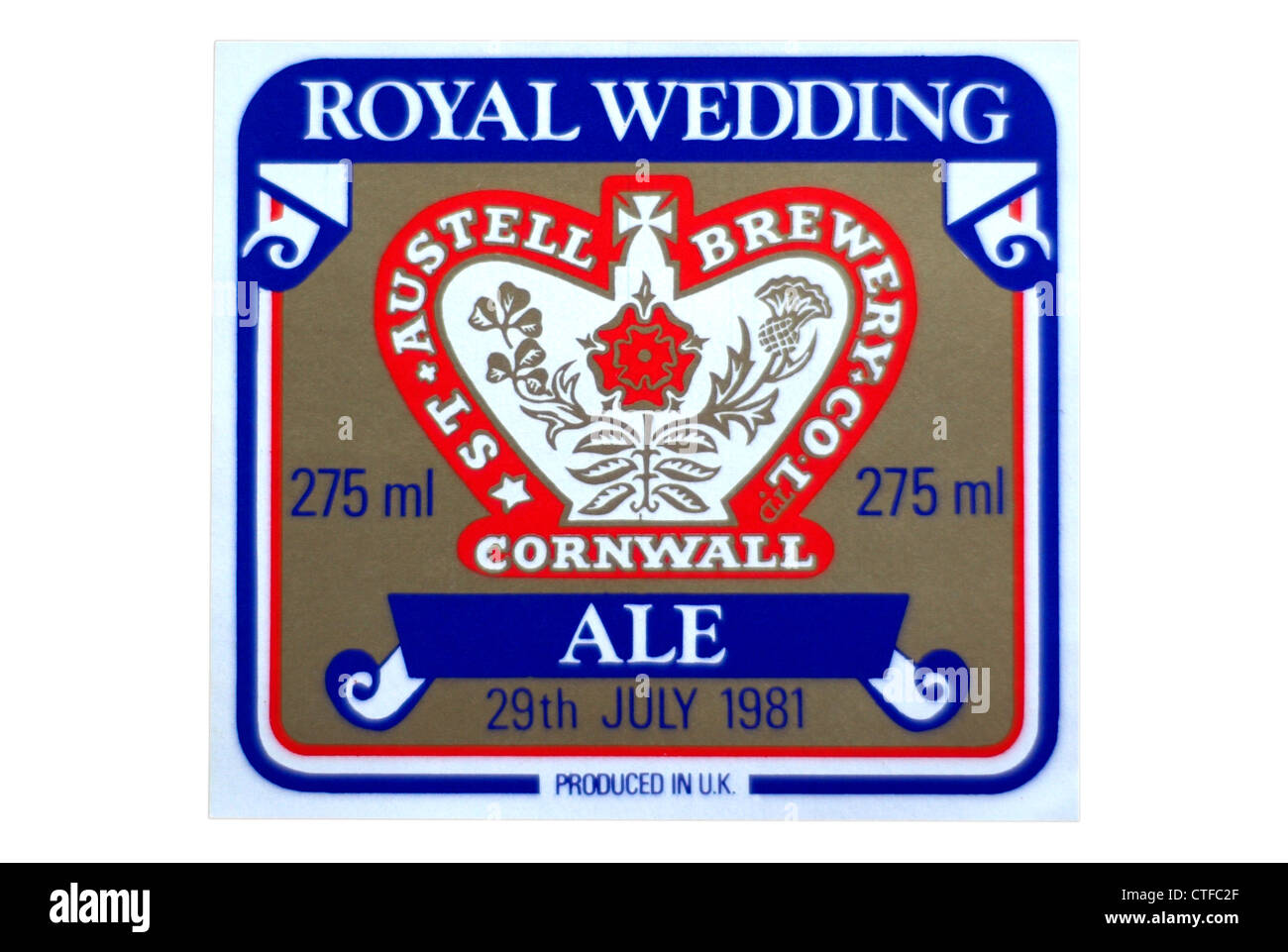St Austell Brewery Royal Wedding Ale bottle label - 1981 Stock Photo ...