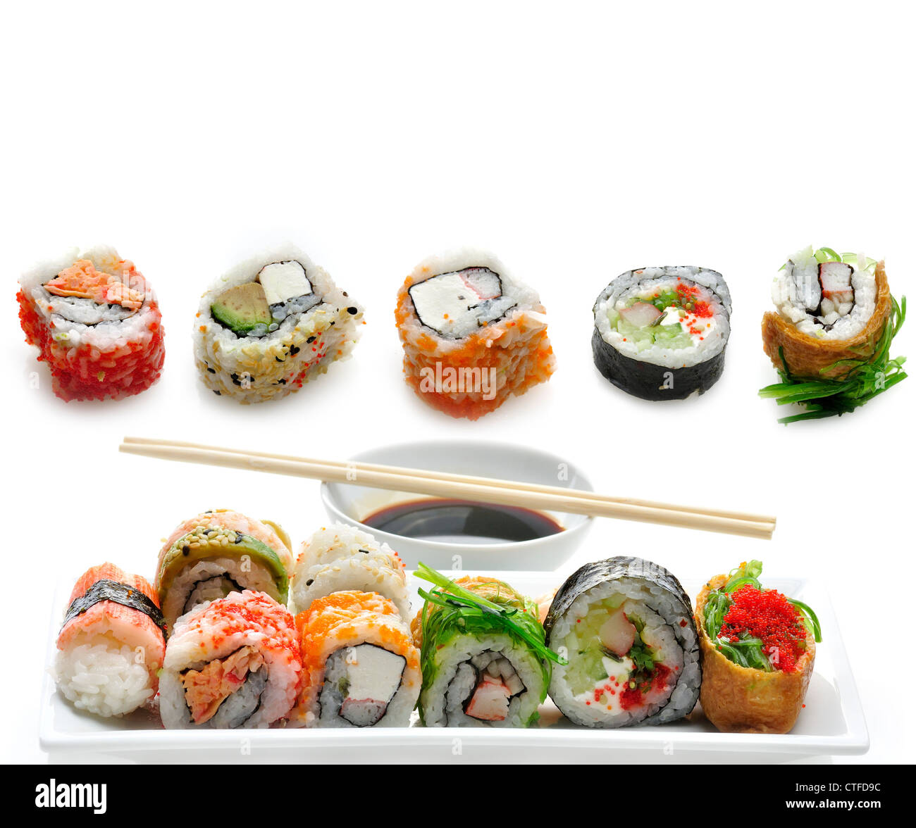 Sushi Assortment On White Background Stock Photo - Alamy