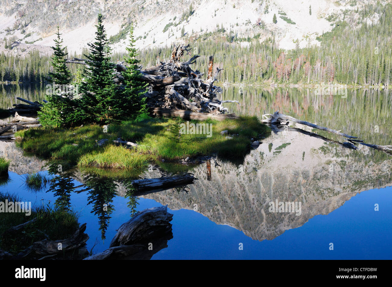 Peak casts reflection on Mill Lake amid the Lemhi Range Stock Photo - Alamy