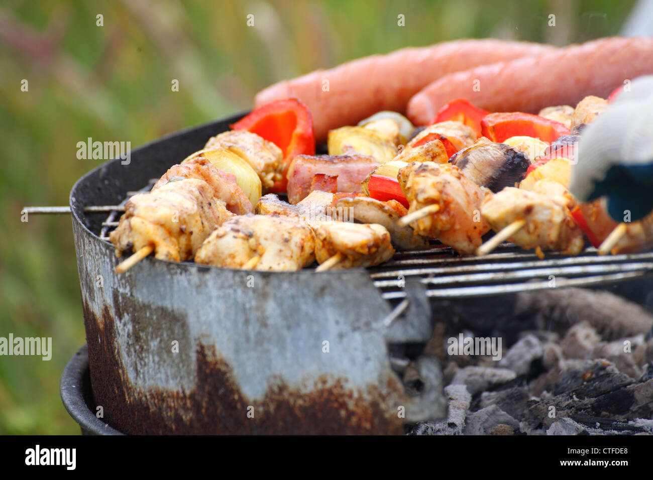 Barbecue with delicious grilled meat on grill BBQ Stock Photo - Alamy