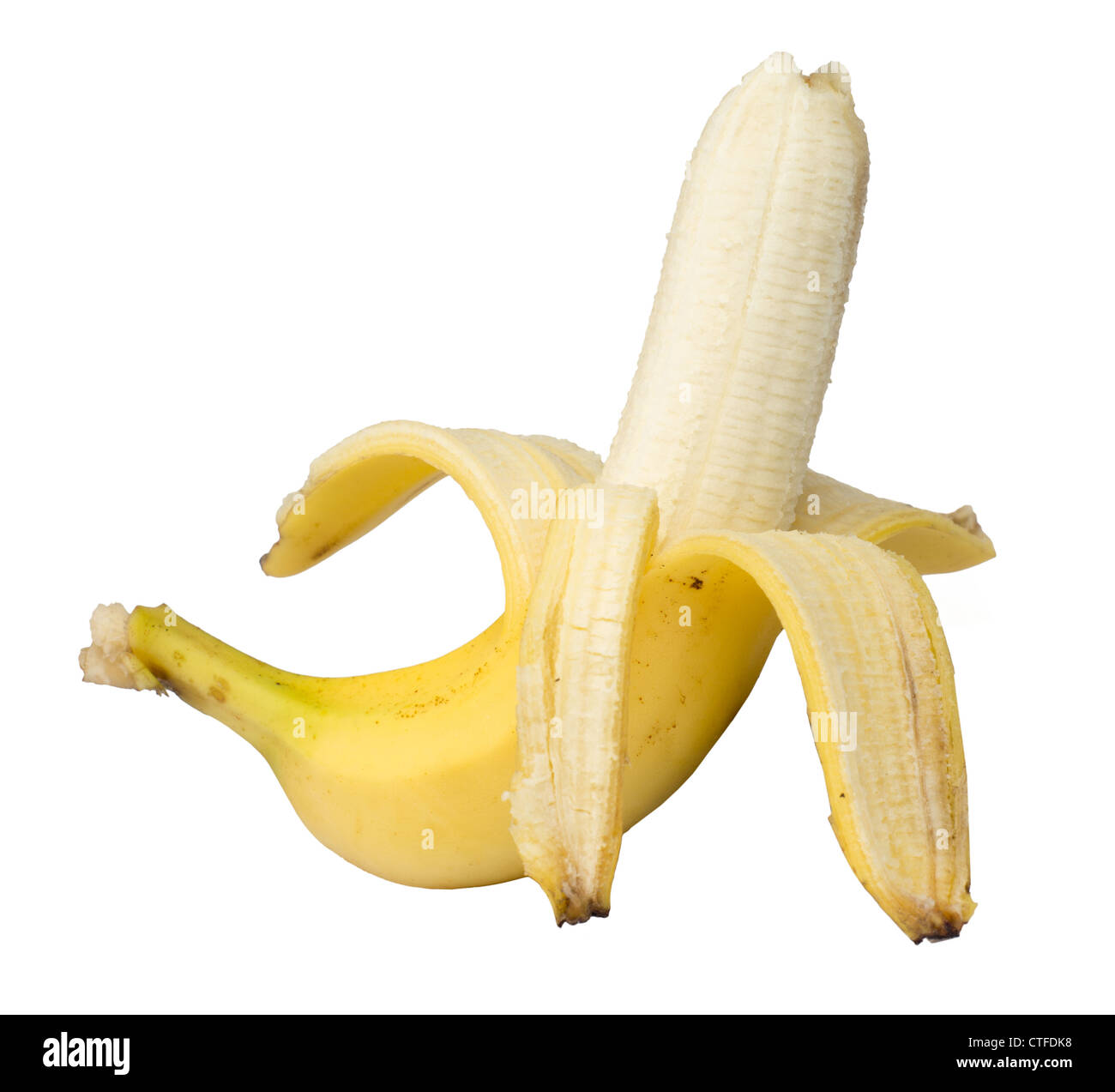 Open banana isolated on white background Stock Photo - Alamy