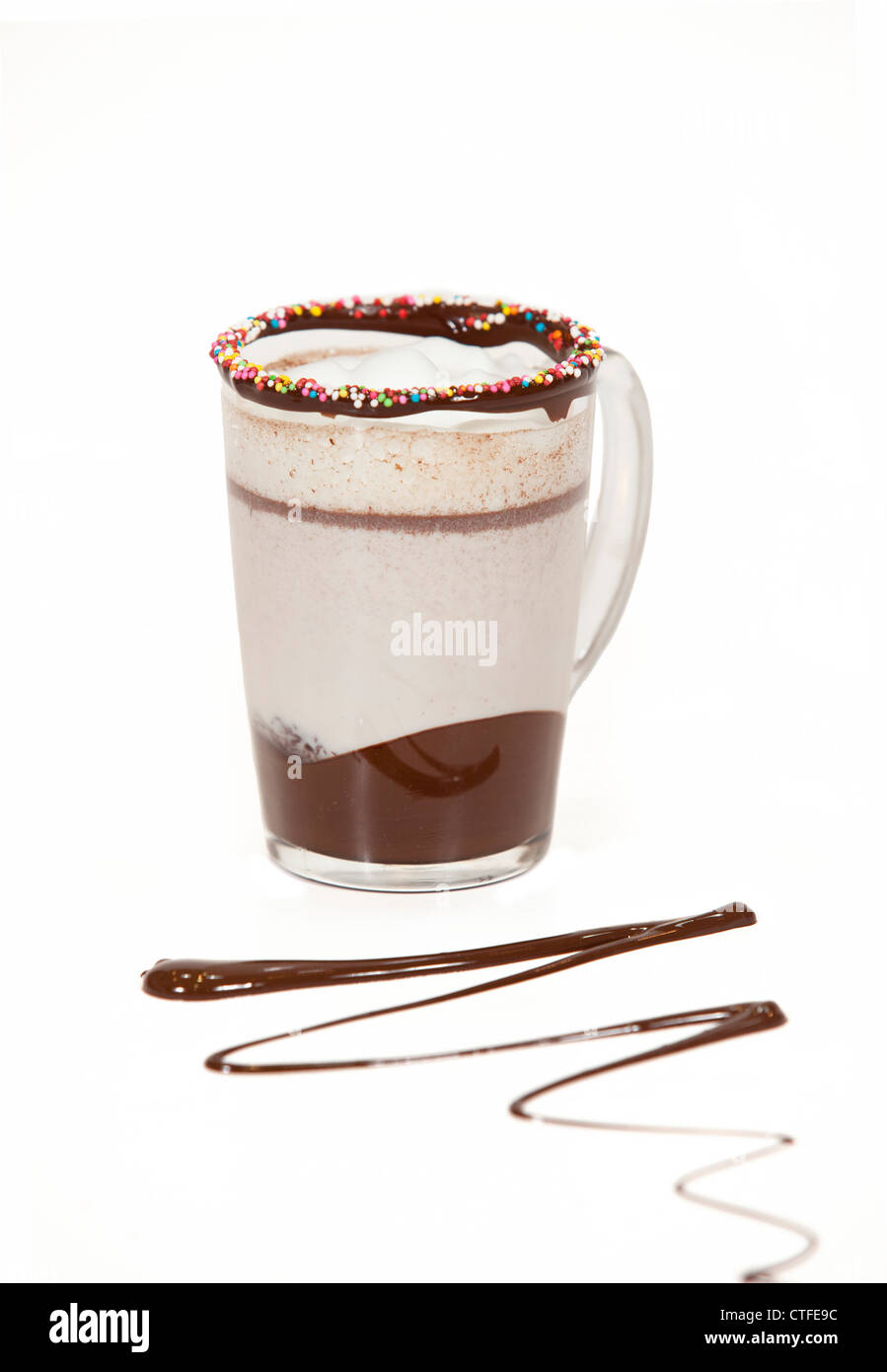 Chocolate mousse on white background Stock Photo - Alamy