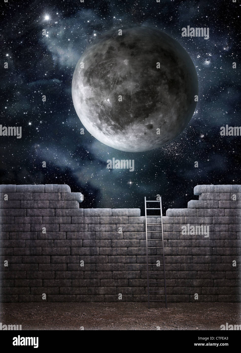 Ladder leading to a better place - freedom and opportunity concept ...