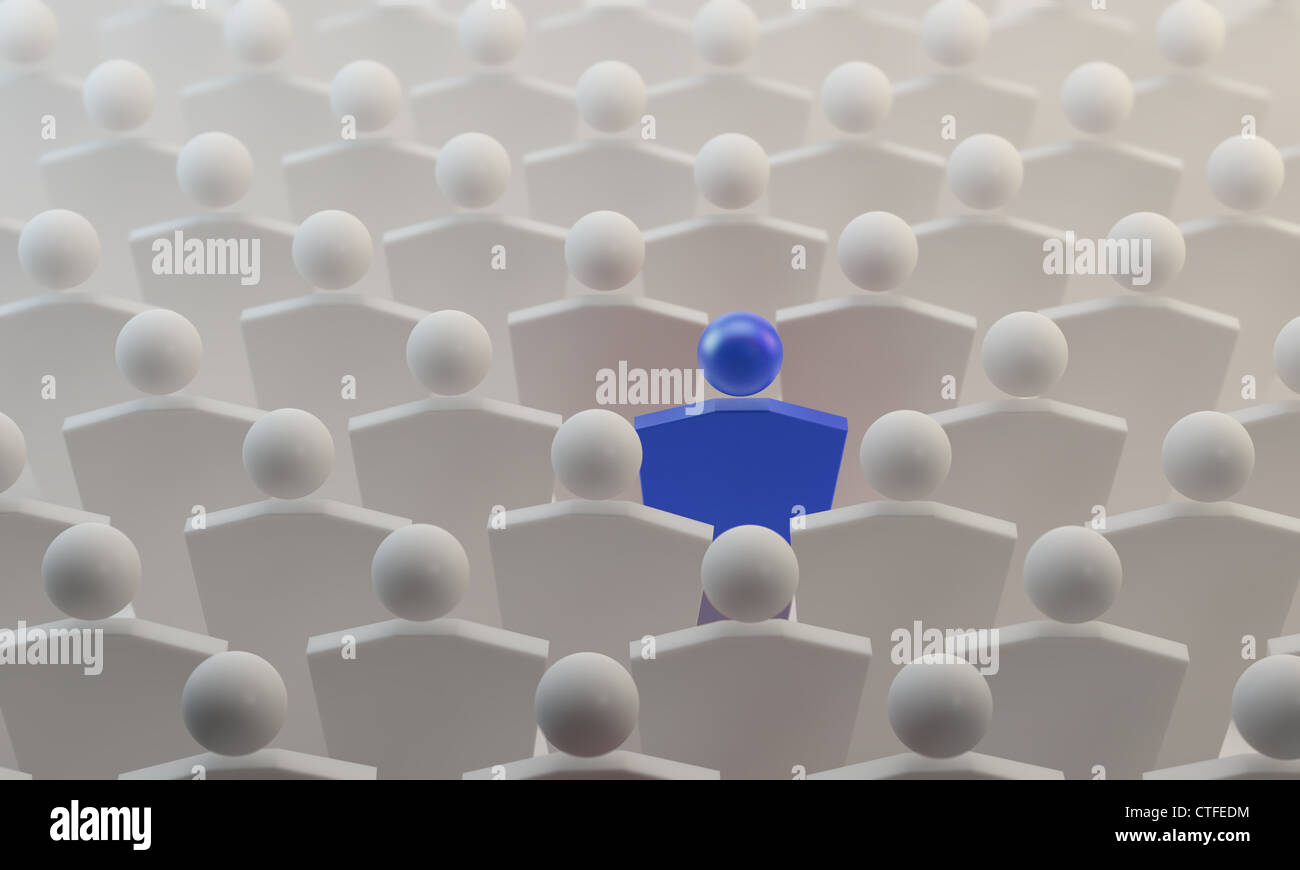 3D character symbols - standing out of the crowd Stock Photo - Alamy