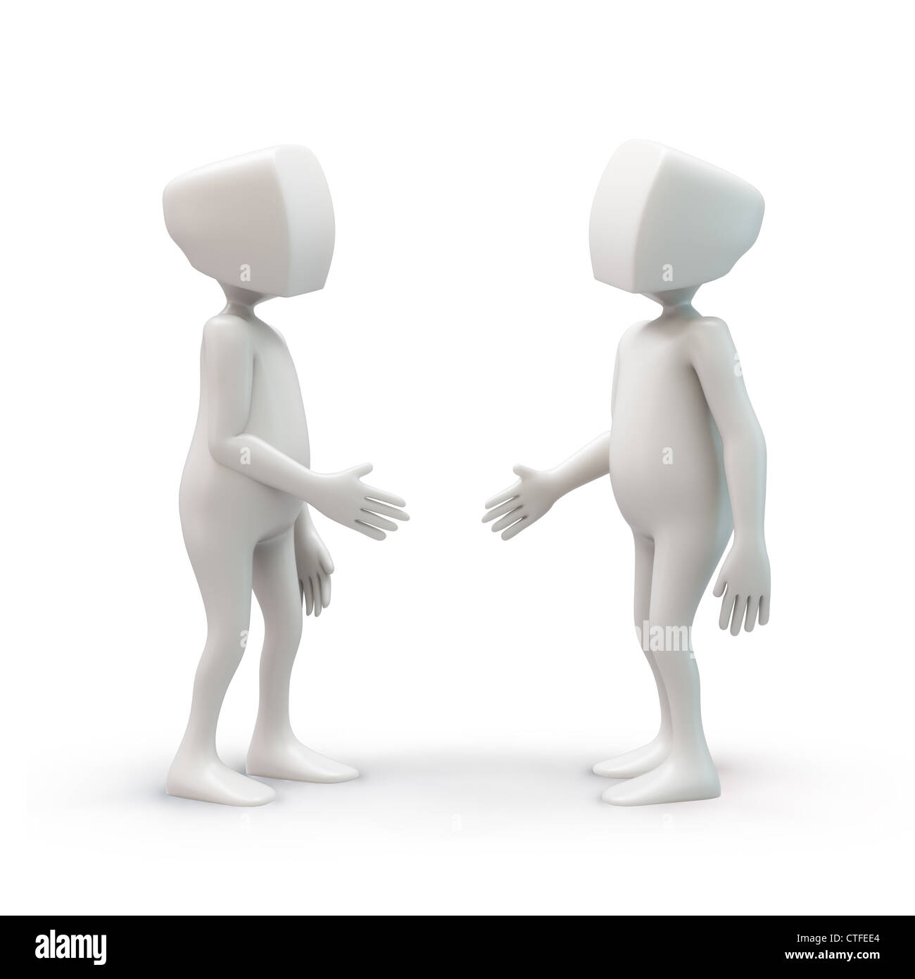 Two 3d characters shaking hands Stock Photo - Alamy