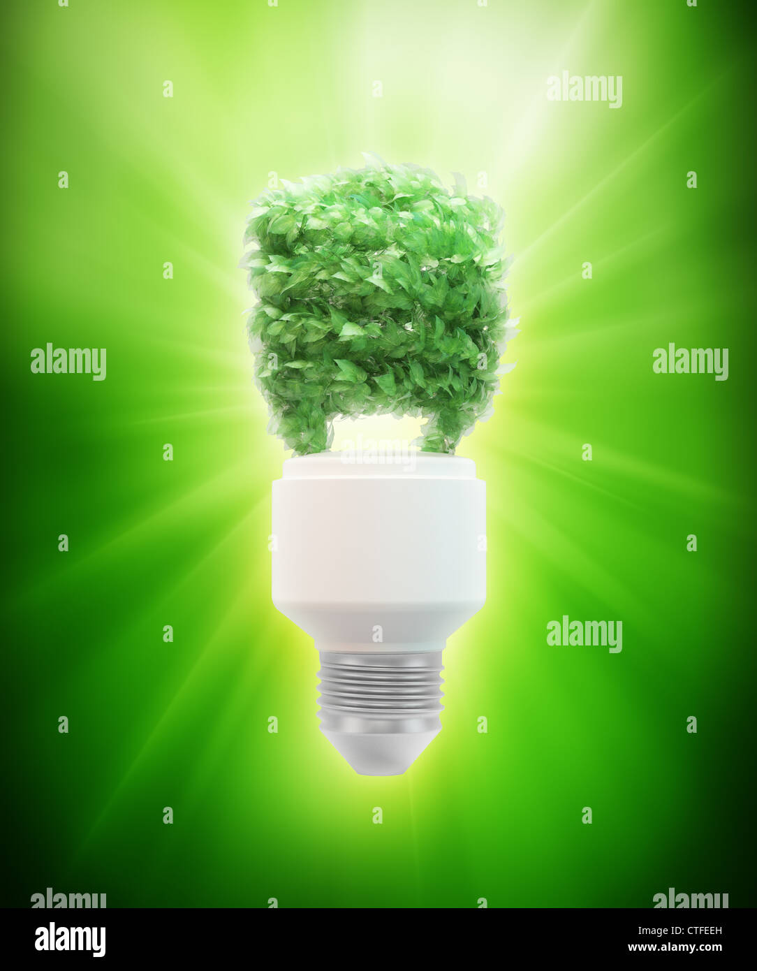 Eco and green energy concept illustration - leaf covered bulb Stock ...