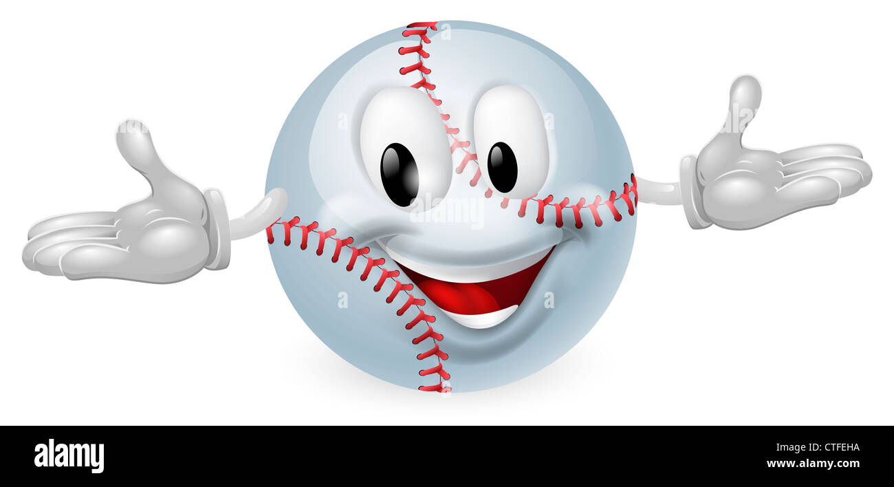 Illustration of a cute happy baseball ball mascot man Stock Photo - Alamy