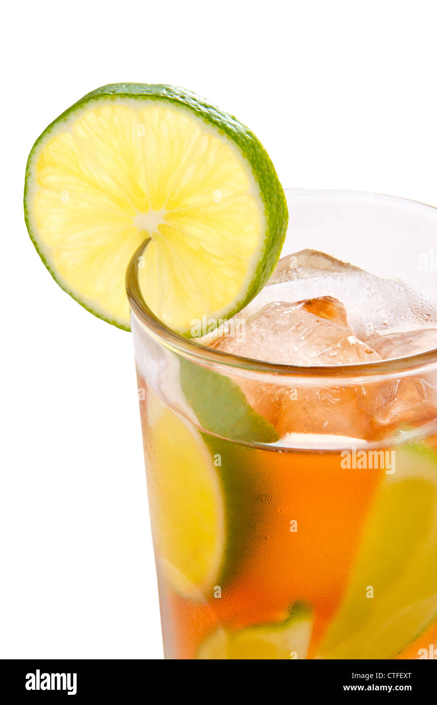 Fresh cold ice tea with lime Stock Photo - Alamy