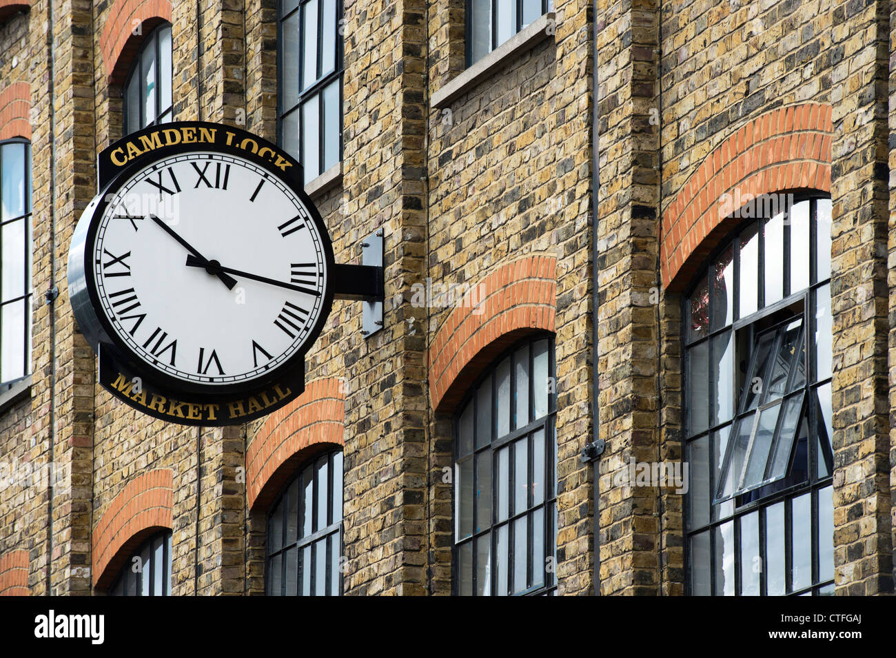 Camden lock market hall clock. Camden town. London Stock Photo - Alamy