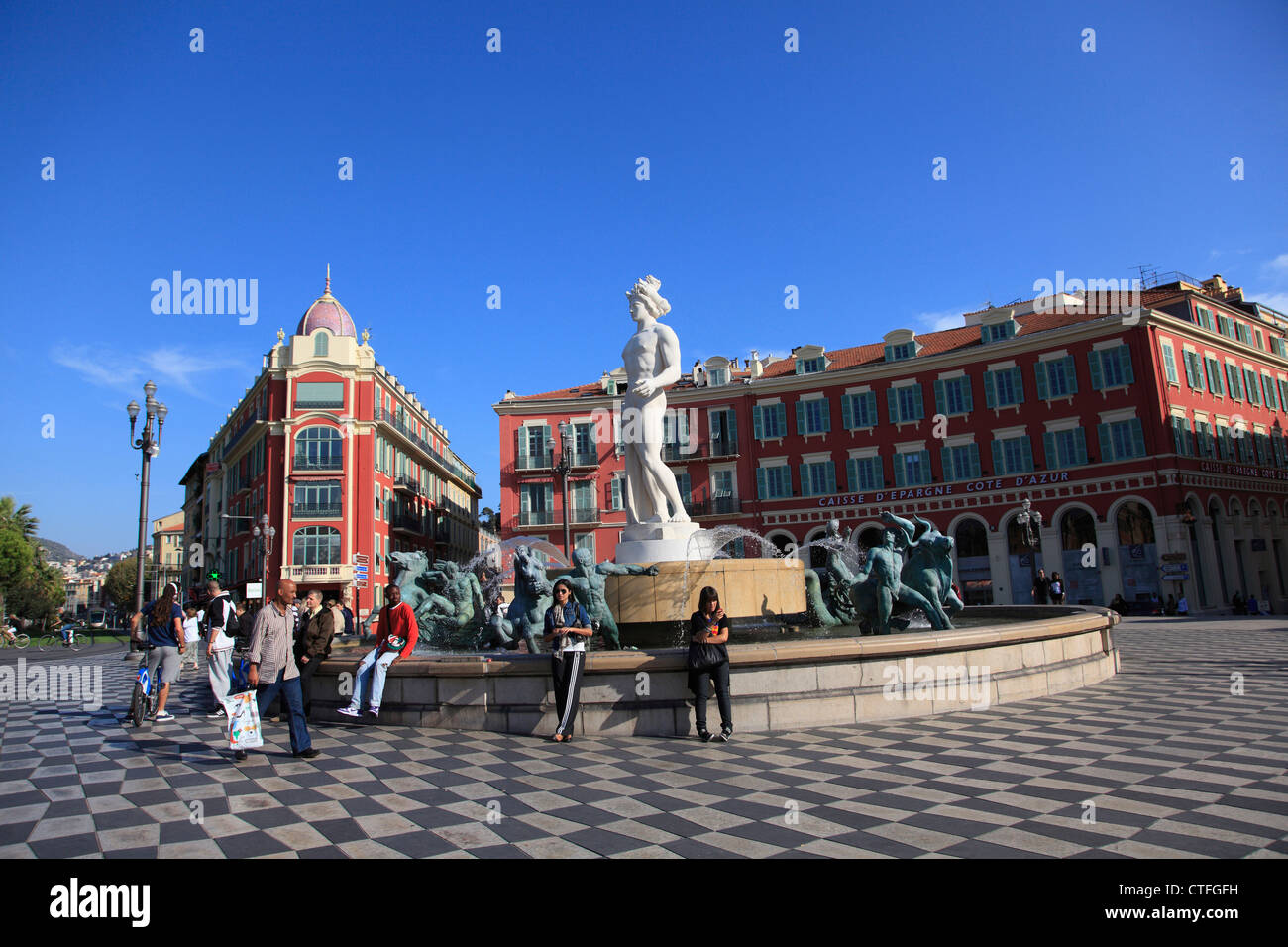 Fontaine du Soleil, Fountain of the sun, Place Massena, Nice, France ...