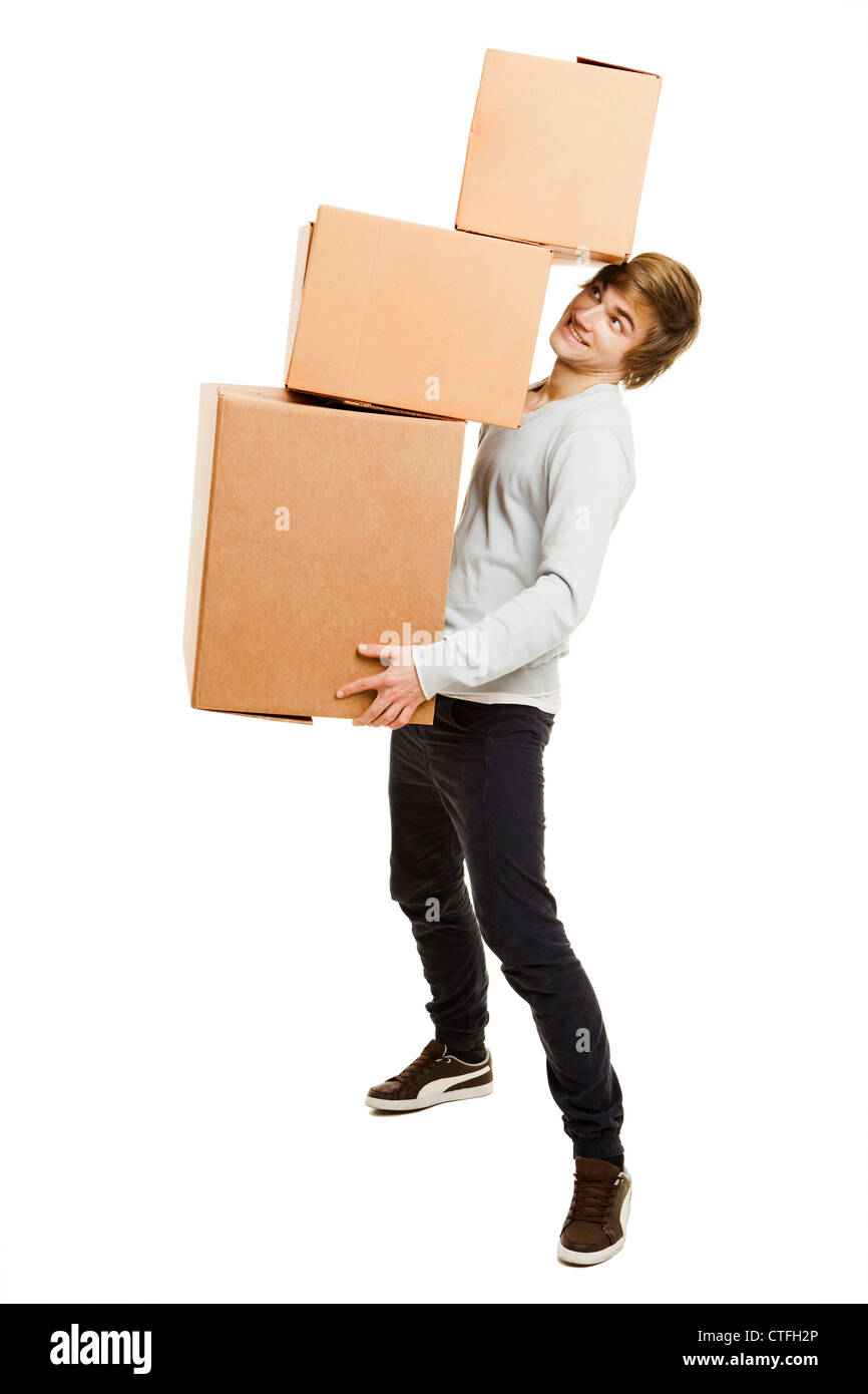 Man carrying heavy box isolated hi-res stock photography and images - Alamy