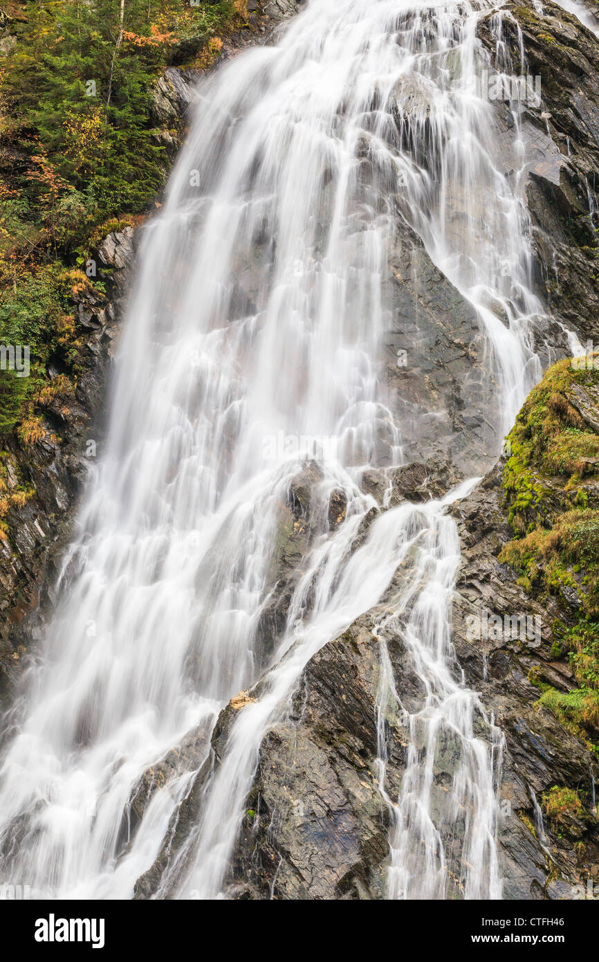 High waterfall on a cliff Stock Photo - Alamy