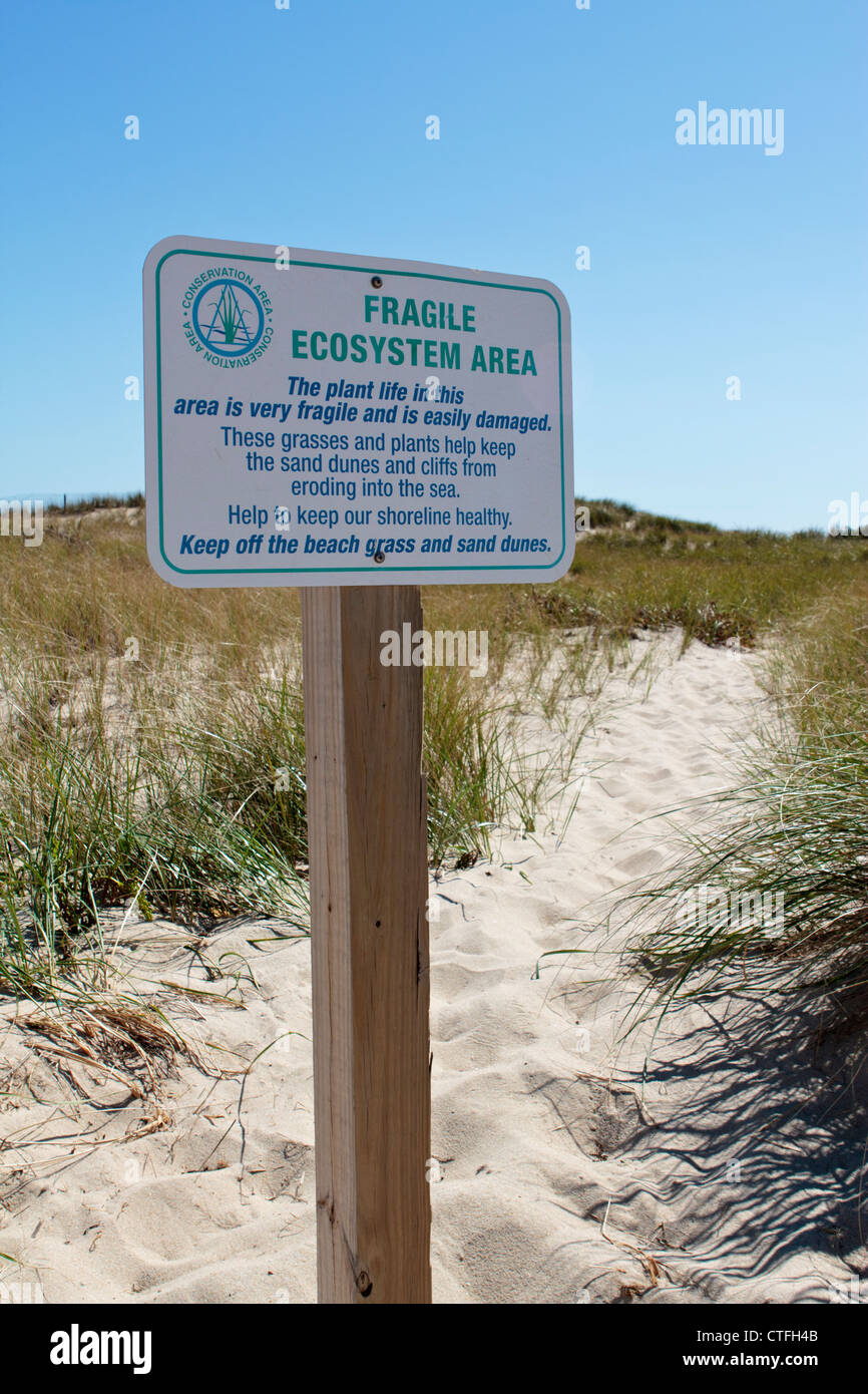 Keep off the beach grass and sand dunes sign - Cape Cod Massachusetts ...