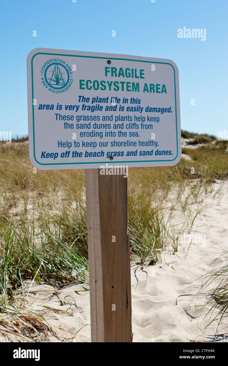 Keep off the beach grass and sand dunes sign - Cape Cod Massachusetts ...