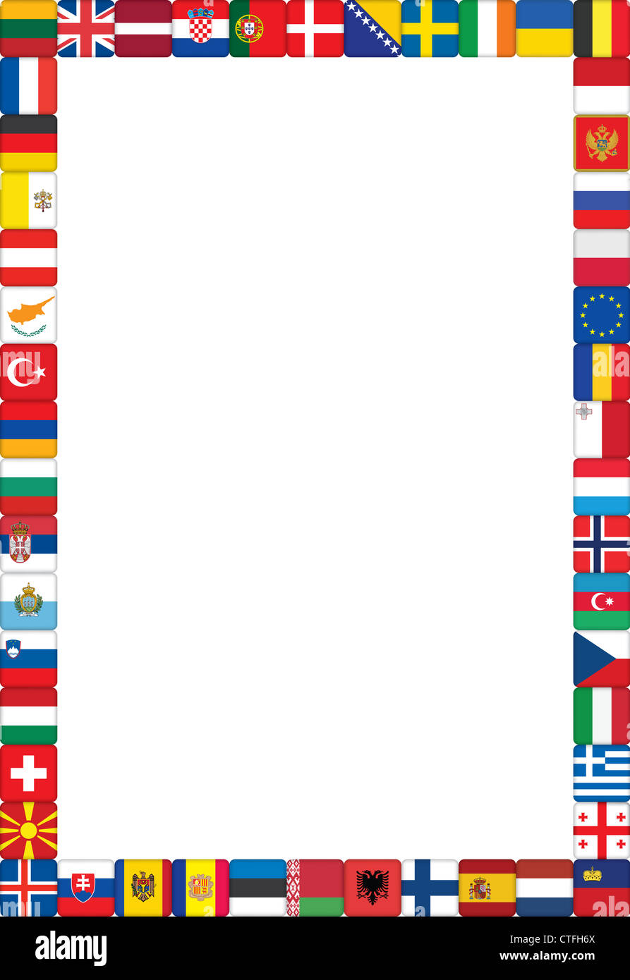 frame made of European countries flags illustration Stock Photo - Alamy