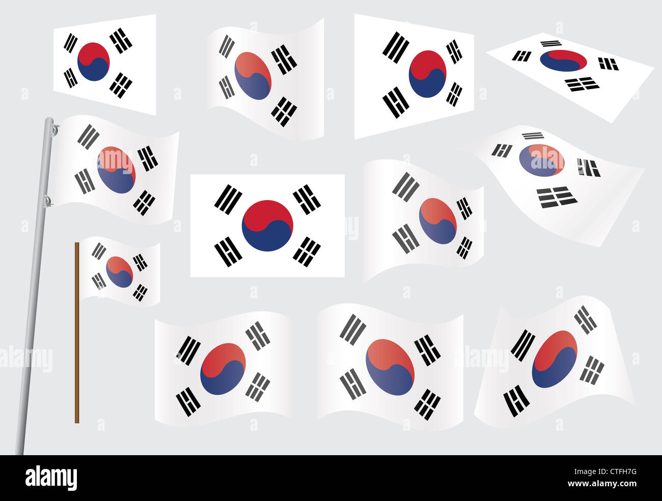set of flags of South Korea illustration Stock Photo - Alamy