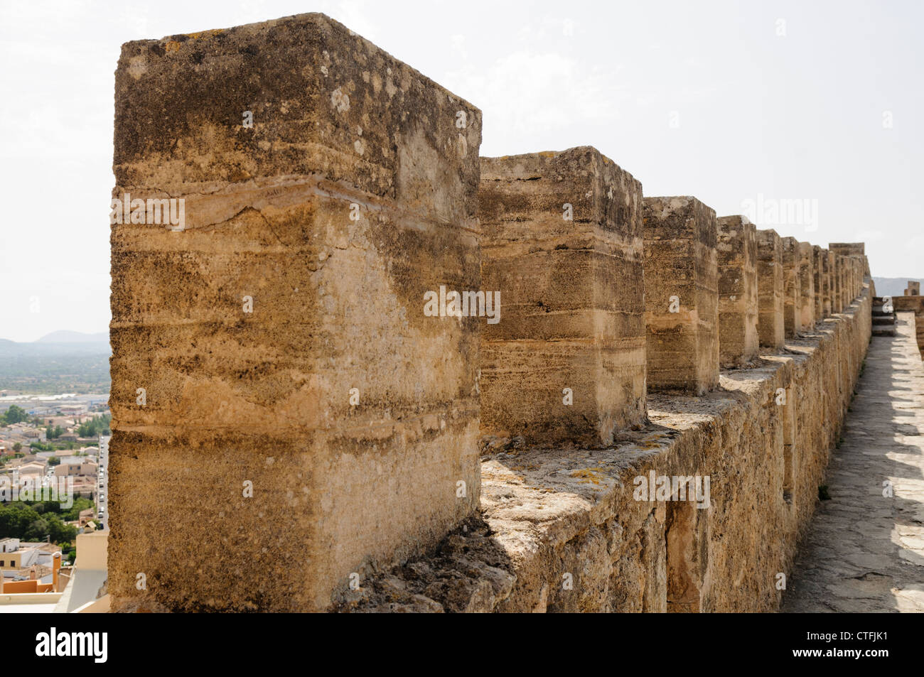 Fortified walls and ramparts at Capdepera Castle, Mallorca/Majorca ...