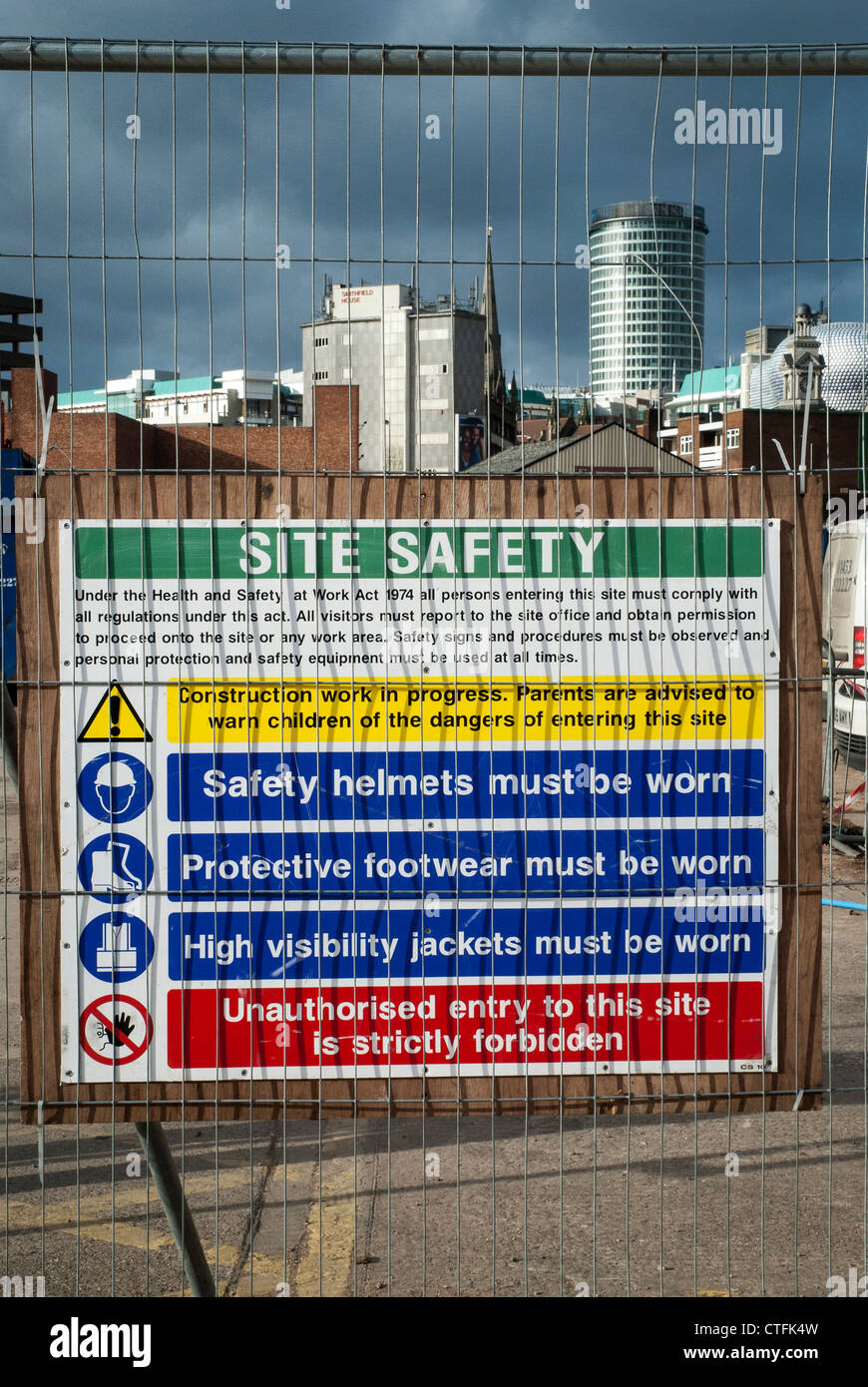 On site health and safety signs for demolition in progress Stock Photo ...
