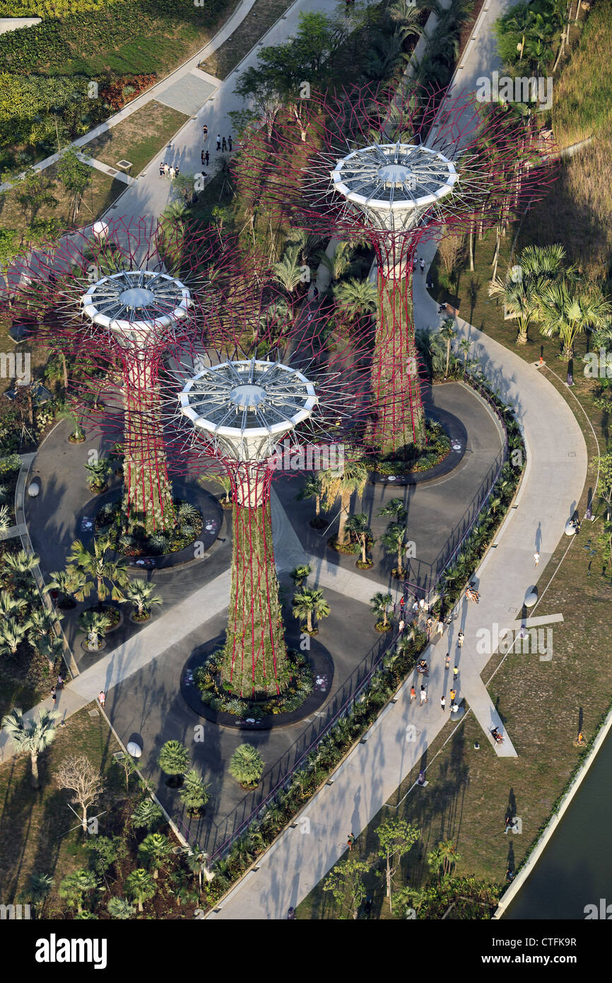 Aerial view of Supertrees at Gardens By The Bay in Singapore Stock ...