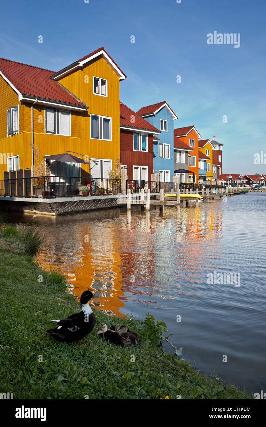 Colourful homes in reitdiephaven, groningen, netherlands hi-res stock ...