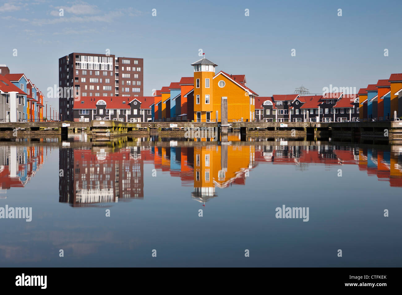 Colourful houses reitdiephaven groningen netherlands hi-res stock ...