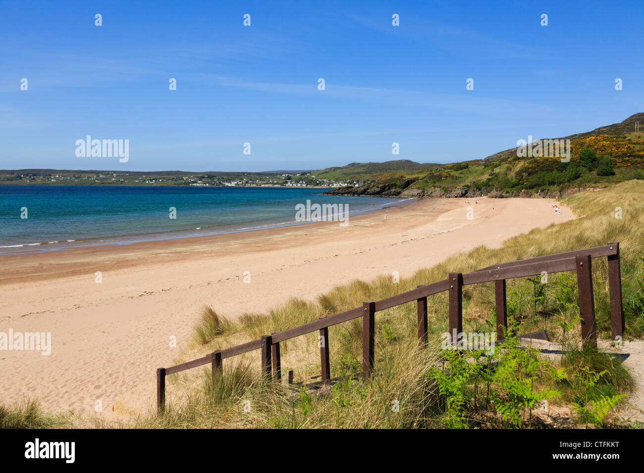 Steps down to quiet Big Sands beach on Loch Gairloch on northwest ...