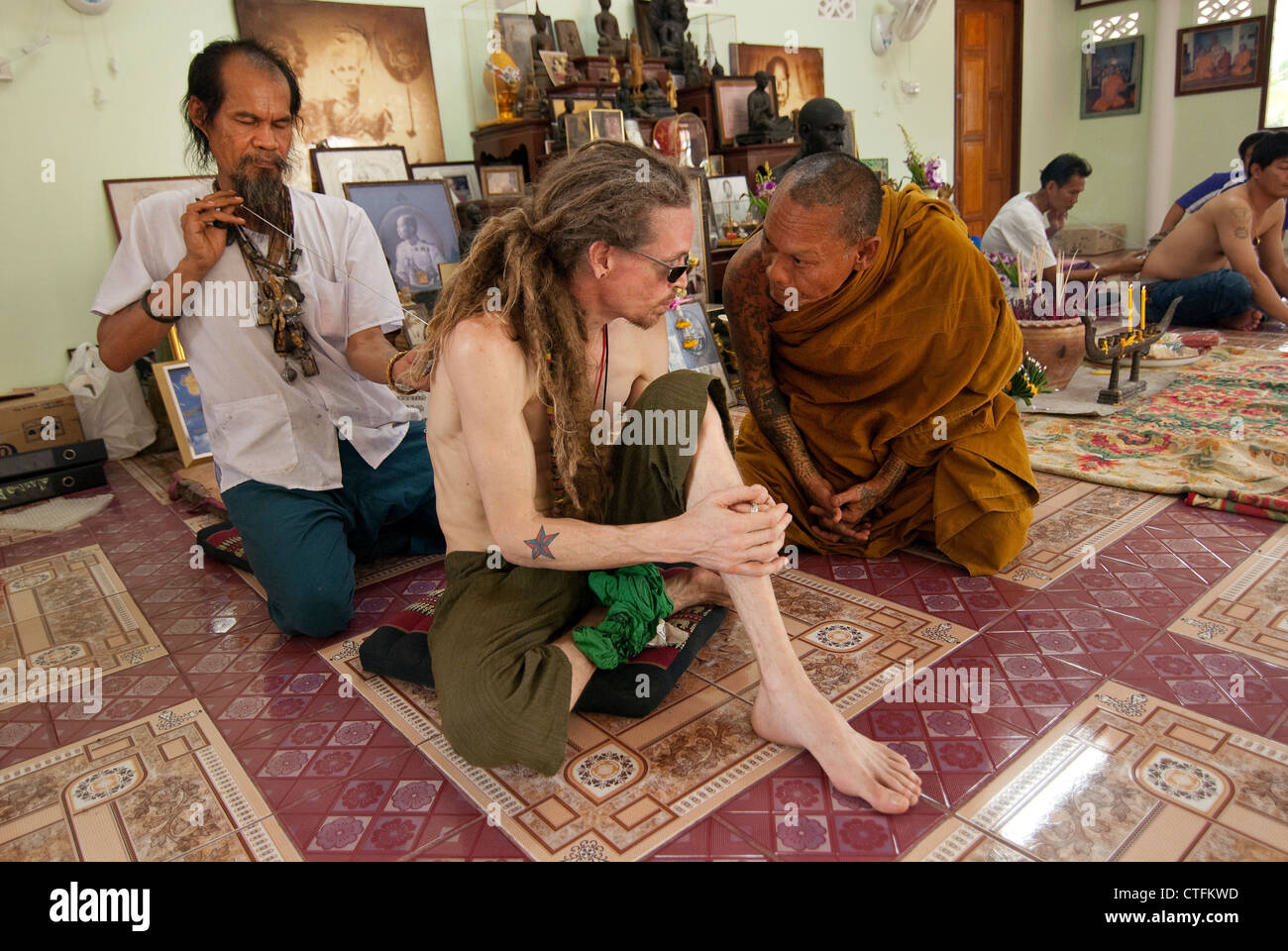 Sak Yan master,Ajahn Gop of Ayuthaya, Thailand. Sak Yan are the ...