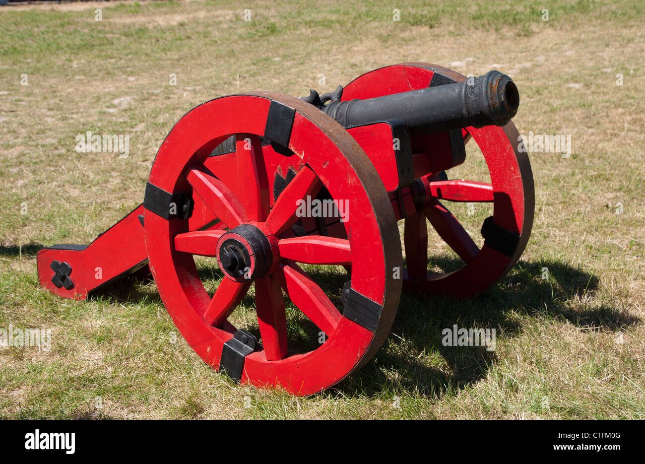 Old vintage red cannon of polish army Stock Photo - Alamy